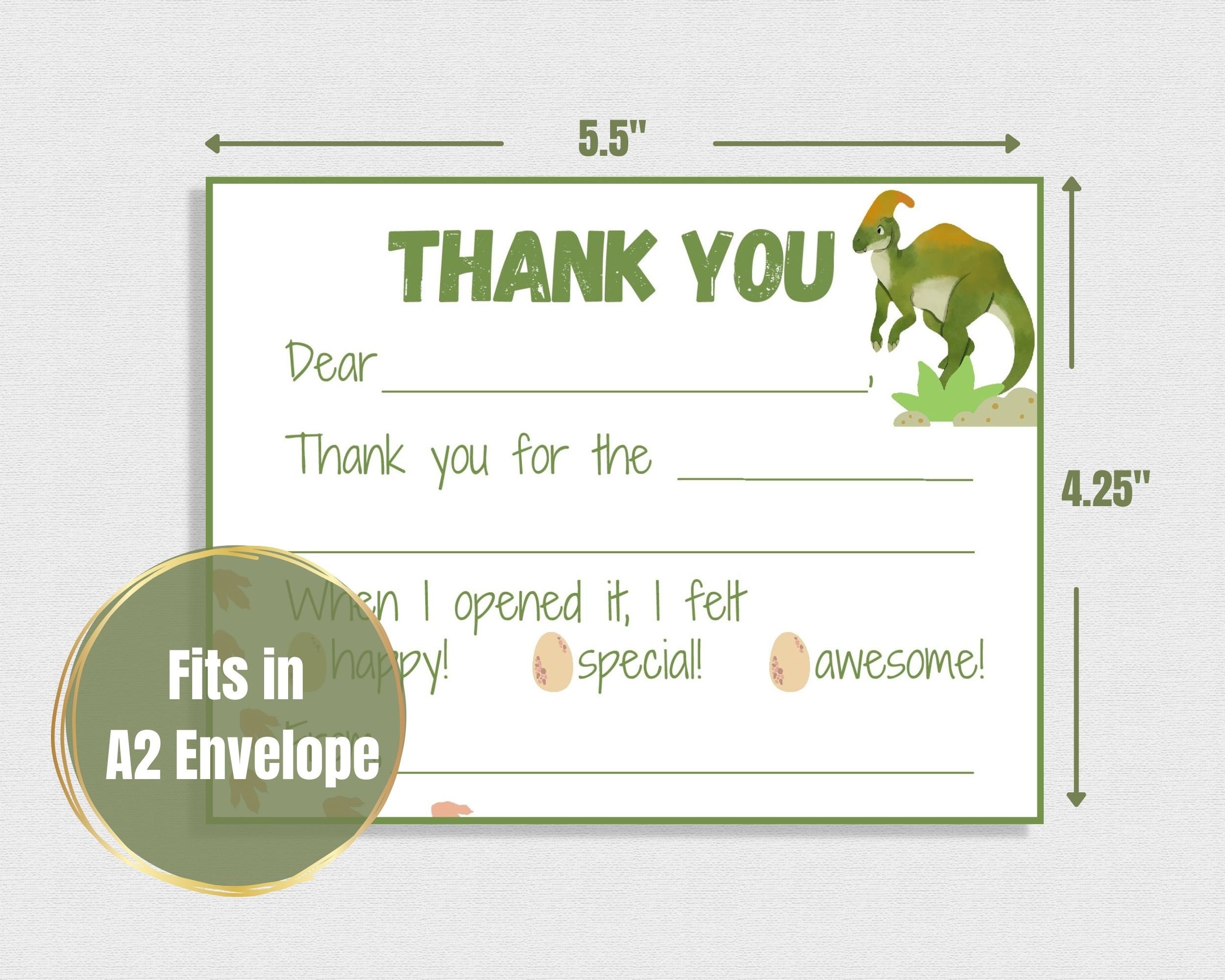 Printable Kids Fill in the Blank Thank You, Kids Dinosaur Thank You ...