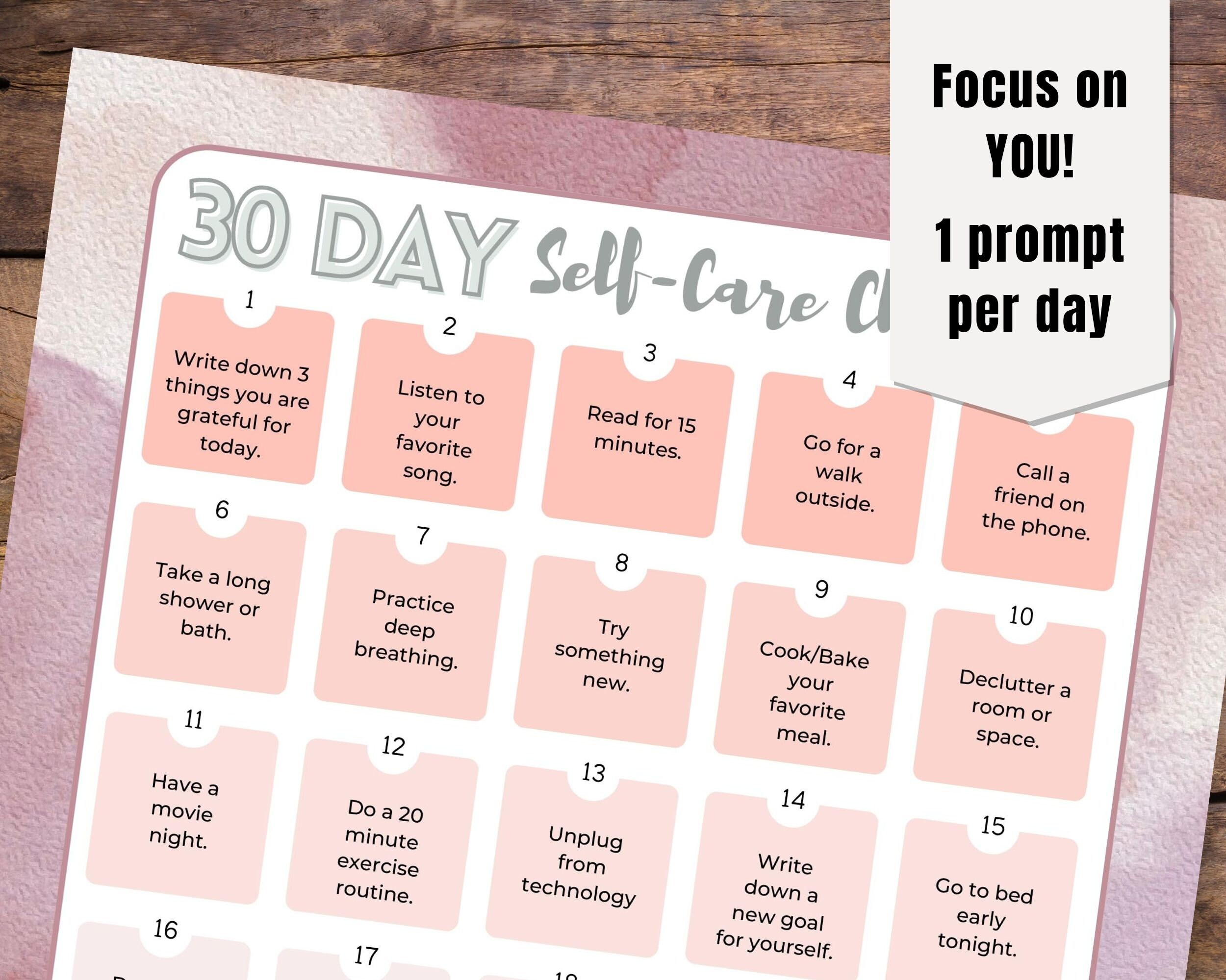 30 Day Self-care Challenge, Printable Self-care Challenge - Etsy