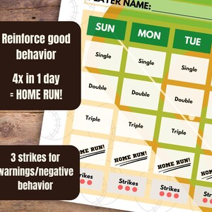 Weekly Behavior Reward Chart, Baseball Themed Behavior Tracker - Etsy