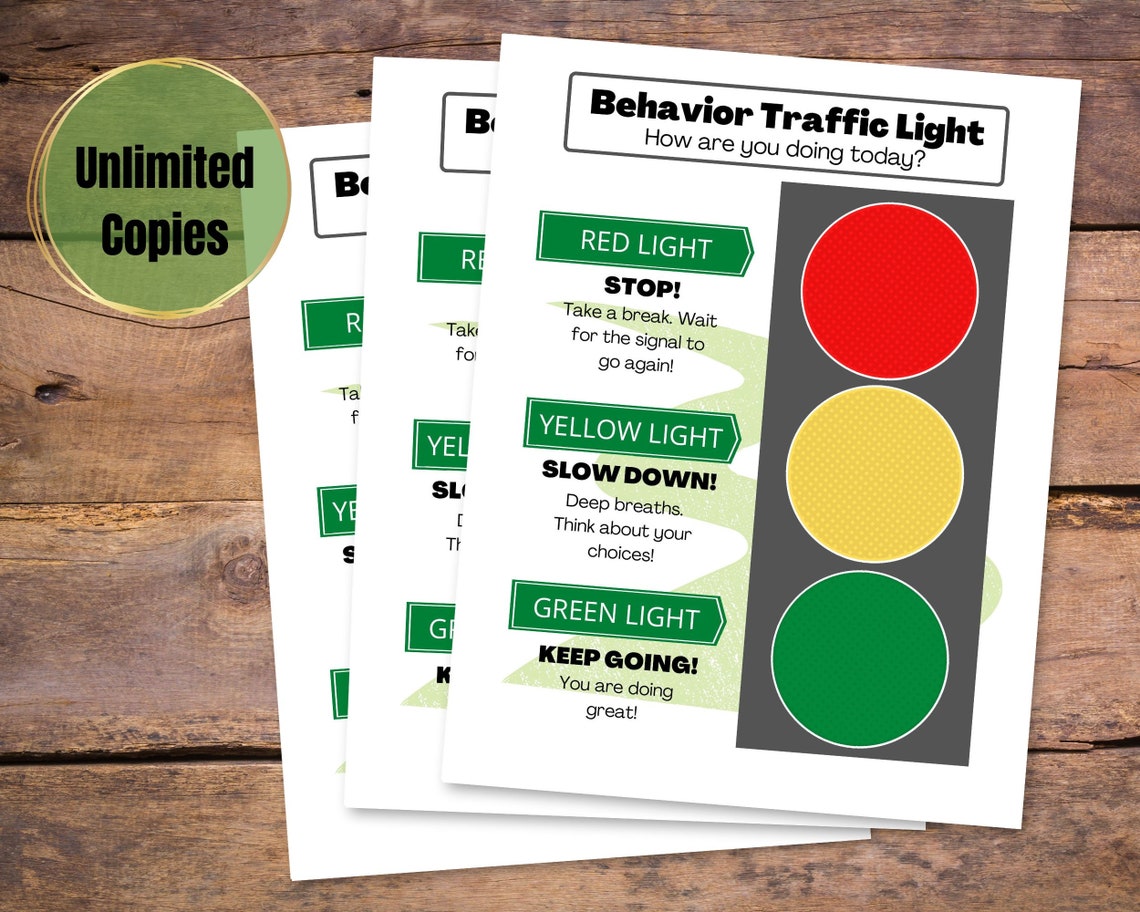 Traffic Light Behavior Chart, Printable Behavior Chart for Kids - Etsy