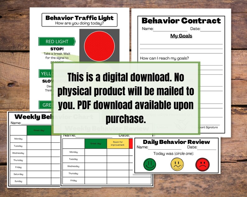 Behavior Tracking Chart Bundle, Traffic Light Bundle, Daily and Weekly ...