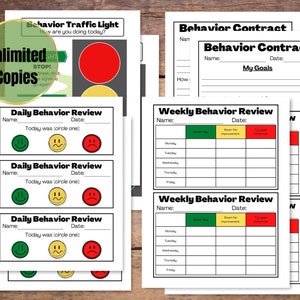 Behavior Tracking Chart Bundle, Traffic Light Bundle, Daily and Weekly ...