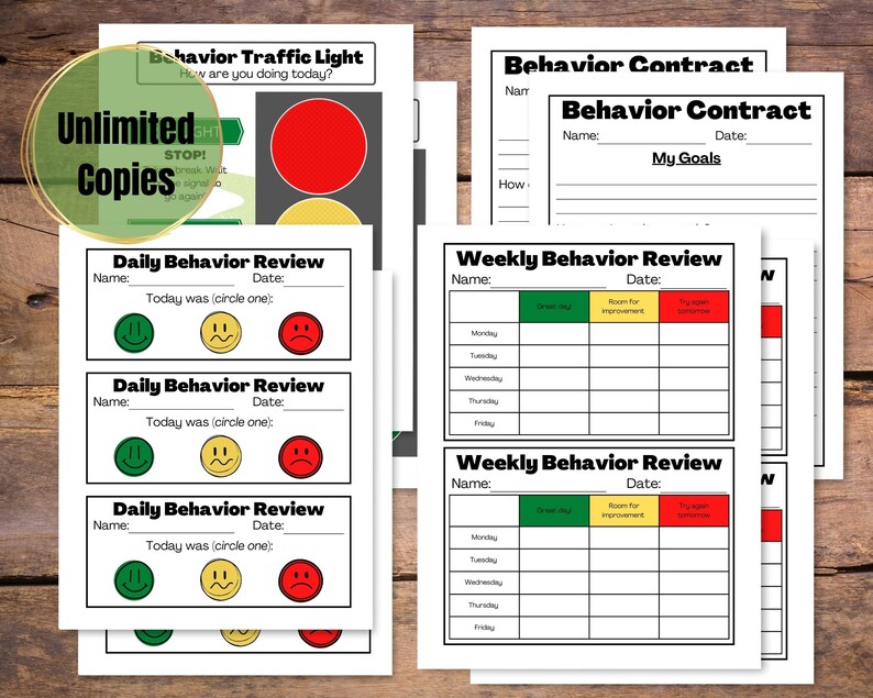 Behavior Tracking Chart Bundle, Traffic Light Bundle, Daily and Weekly ...