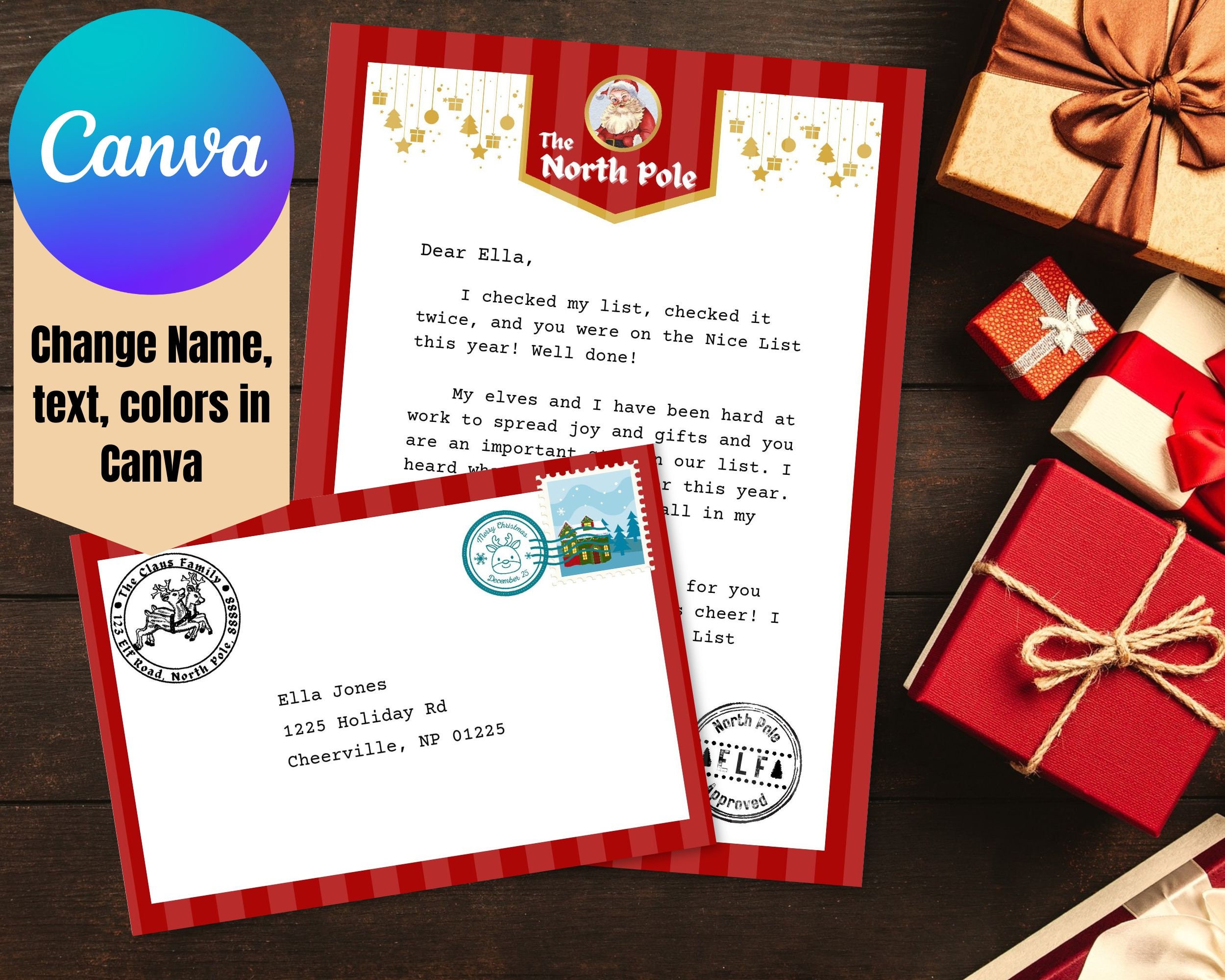 EDITABLE Letter From Santa With Envelope, Printable Letter From Santa ...