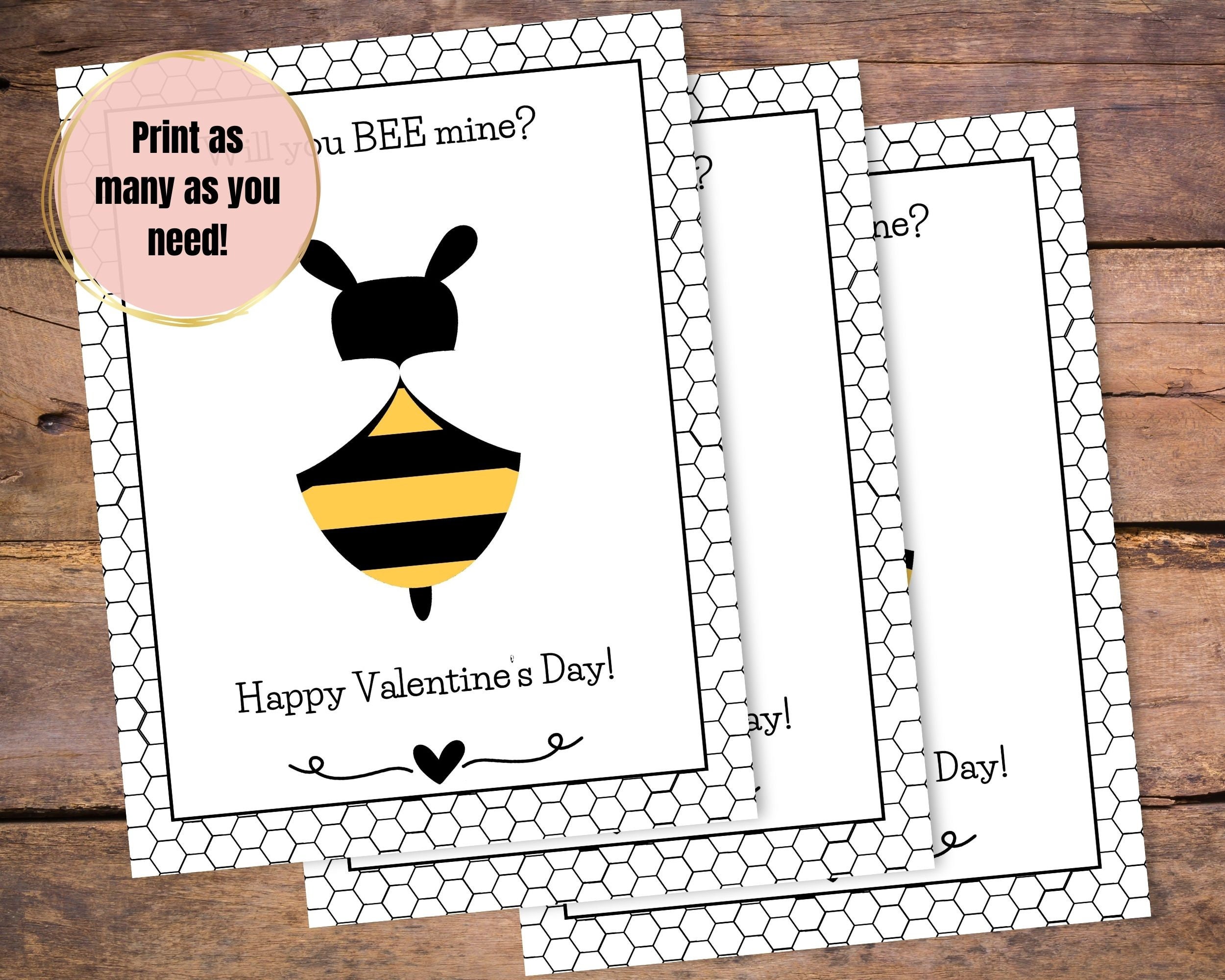 Valentine's Day Handprint Craft, Printable Bee Mine Handprint for Kids ...