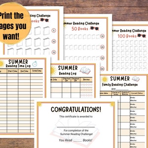 Summer Reading Challenge, Printable Reading Challenge Tracker Bundle - Etsy
