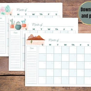 Printable Blank Calendar Pages, Fillable Calendar Printable - Etsy