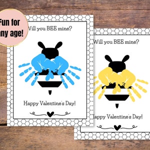 Valentine's Day Handprint Craft, Printable Bee Mine Handprint for Kids ...