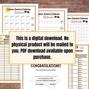 Summer Reading Challenge, Printable Reading Challenge Tracker Bundle - Etsy