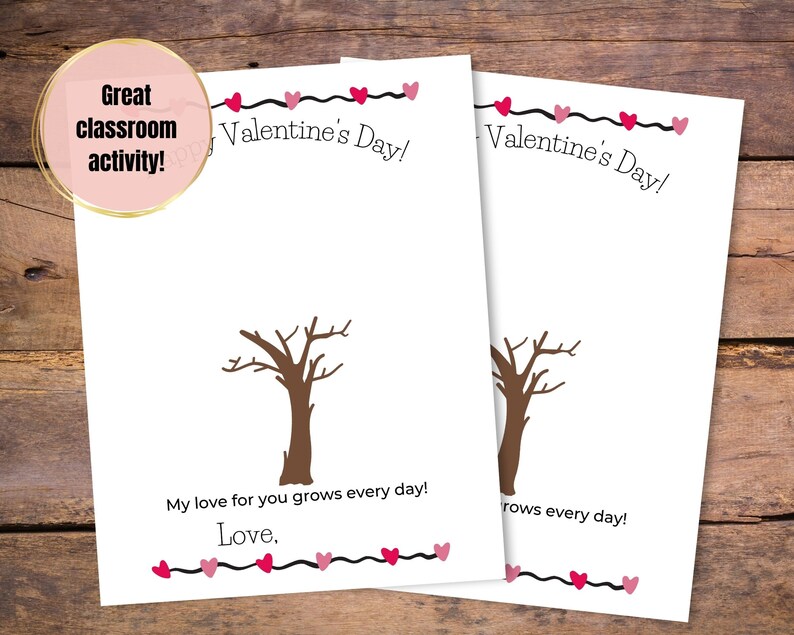 Valentine's Day Handprint Craft, Tree Handprints Printable - Etsy