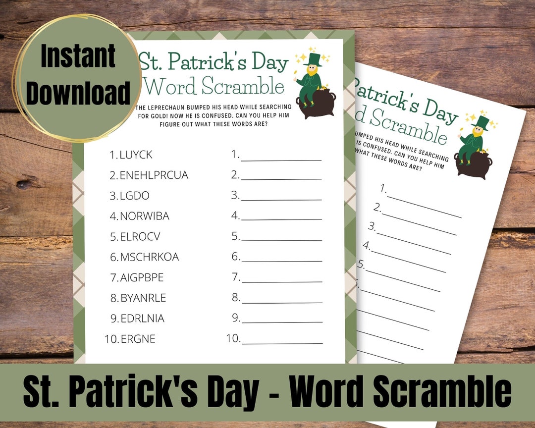 St Patrick's Day Word Scramble Printable Activity Page - Etsy