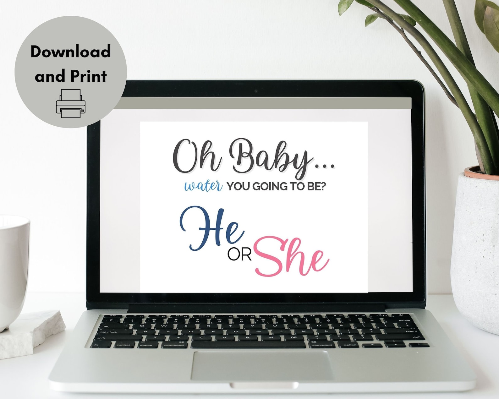 Gender Reveal Party He or She Sign and Team Boy Team Girl Cards ...