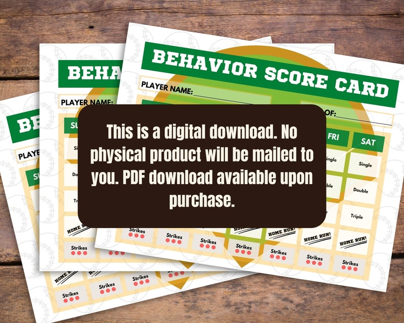 Weekly Behavior Reward Chart, Baseball Themed Behavior Tracker - Etsy