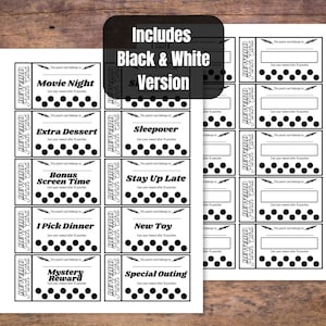 Reward Coupons, Kids Reward Punch Cards, Printable Rewards - Etsy