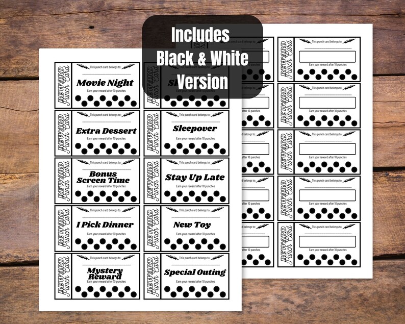 Reward Coupons, Kids Reward Punch Cards, Printable Rewards - Etsy