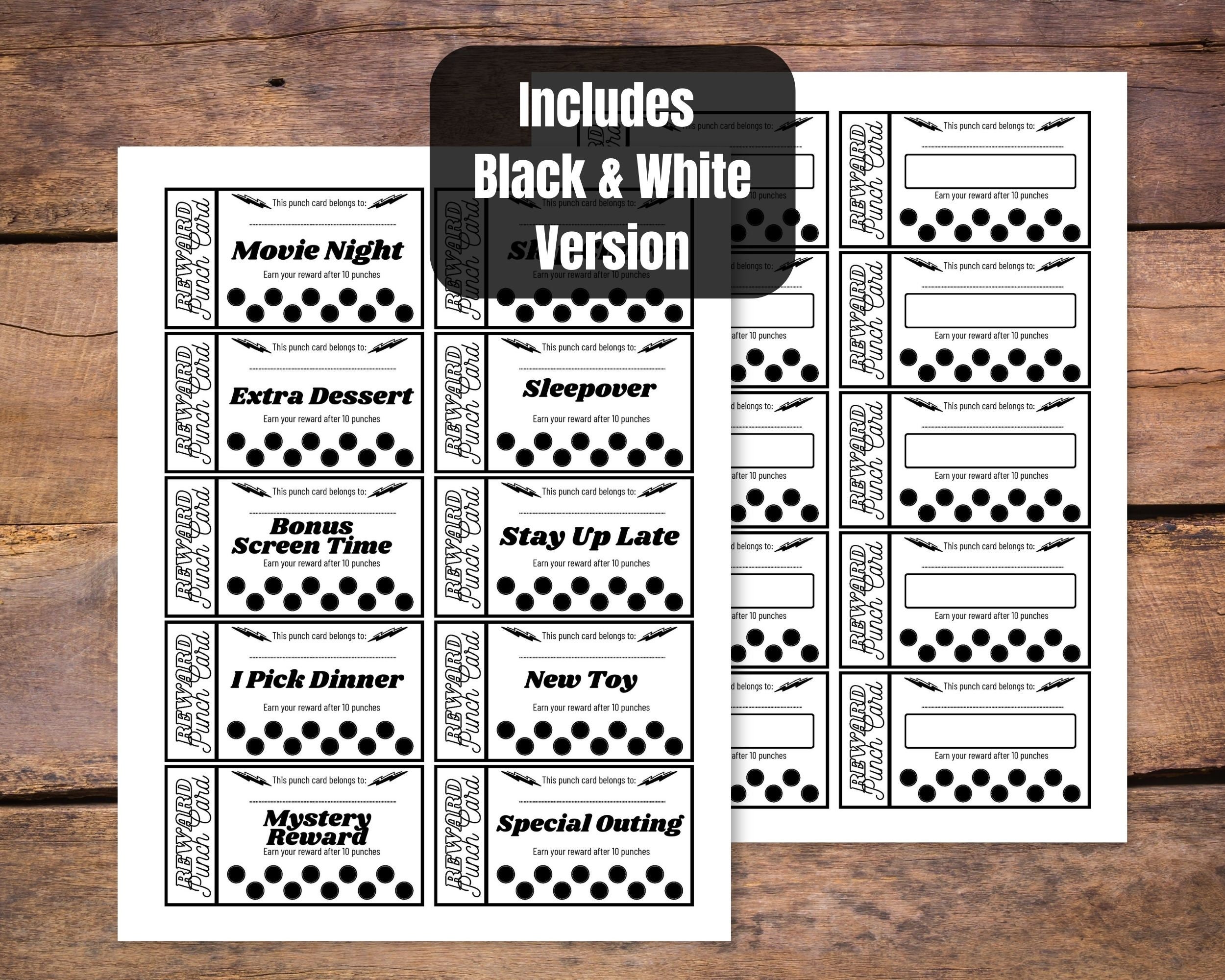 Reward Coupons, Kids Reward Punch Cards, Printable Rewards - Etsy