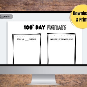 Printable 100th Day of School Self Portrait Coloring Page, 100th Day of ...