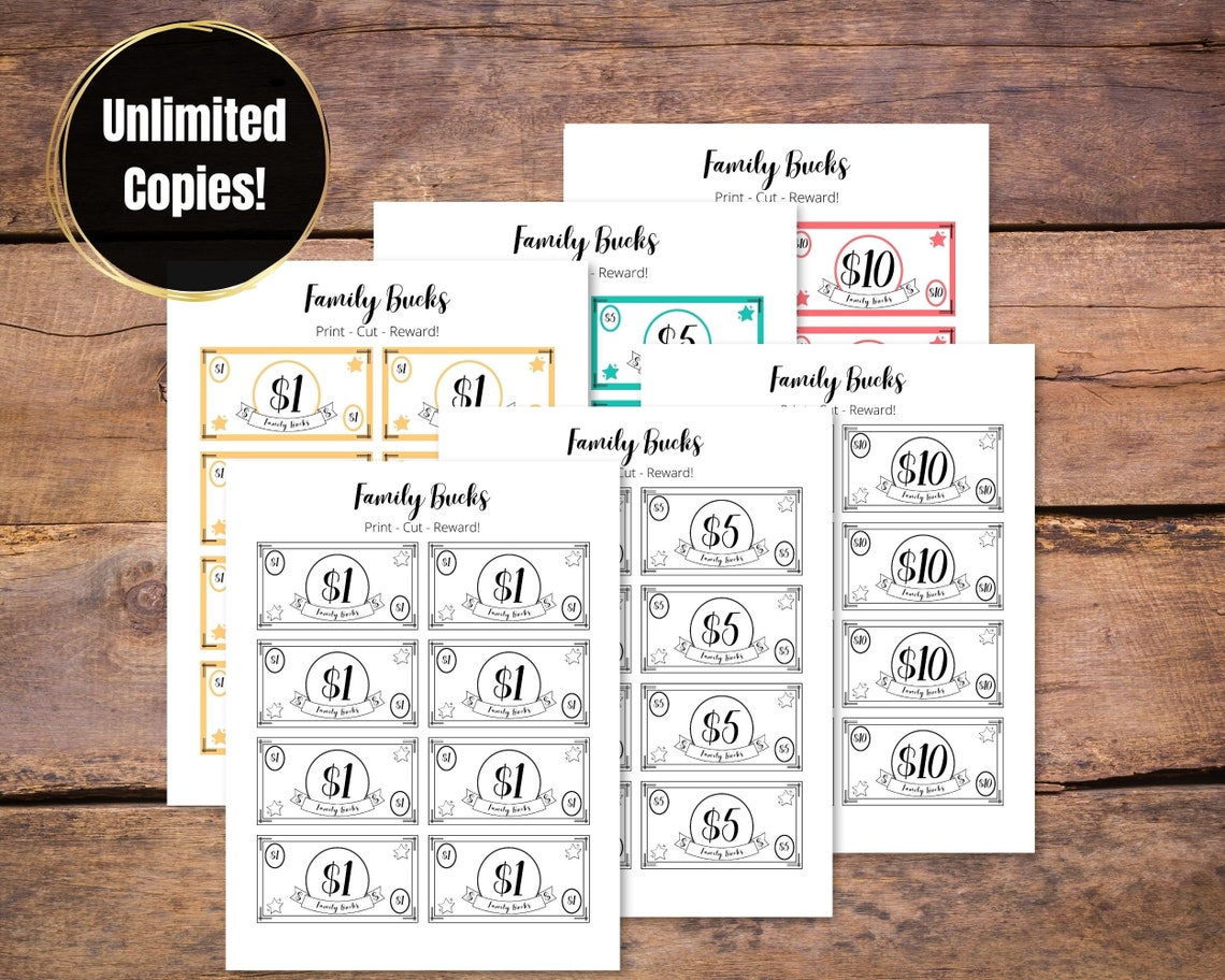 Family Bucks Printable, Mom and Dad Bucks, Reward System - Etsy
