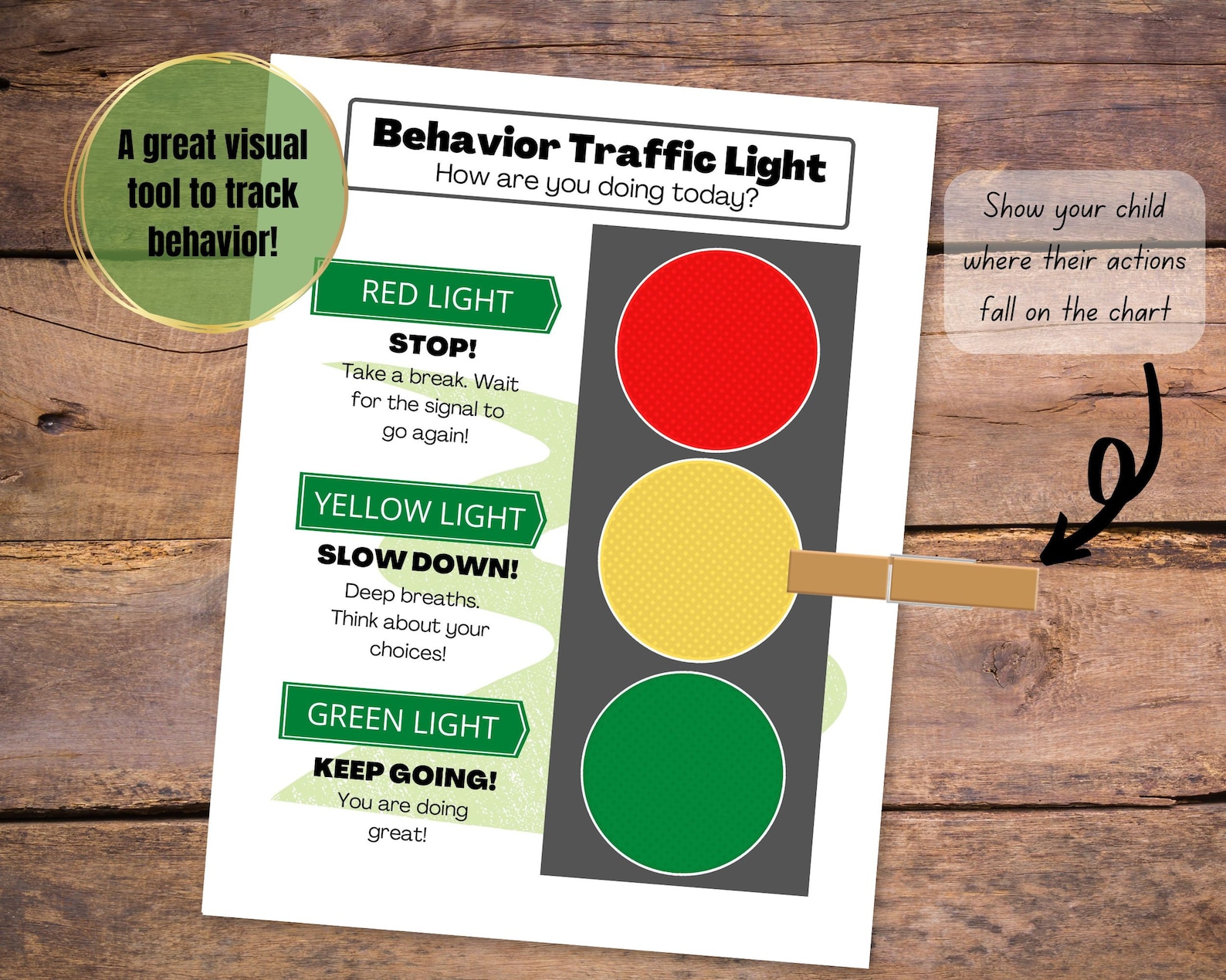Traffic Light Behavior Chart, Printable Behavior Chart for Kids - Etsy