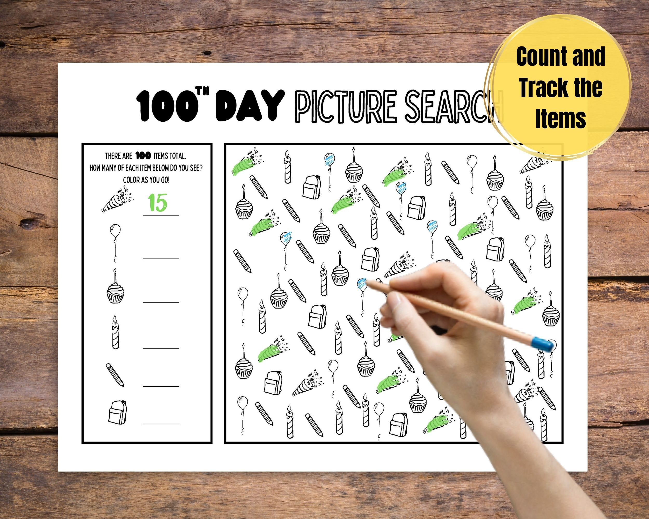 Printable 100th Day of School Picture Search, 100th Day of School ...