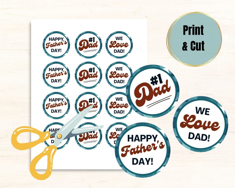 Fathers Day Cupcake Topper, Printable Cupcake Topper, Food Topper - Etsy