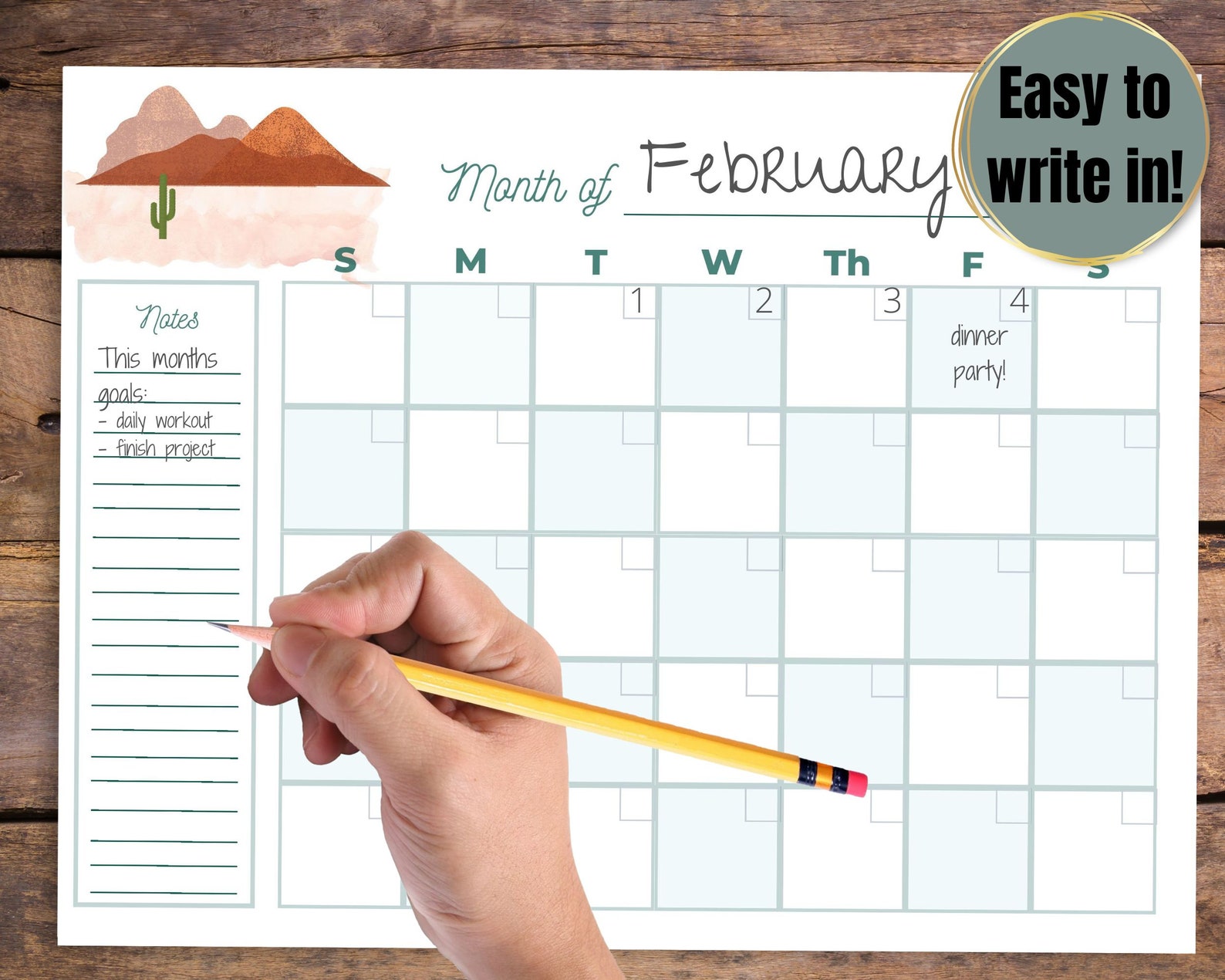 Printable Blank Calendar Pages, Fillable Calendar Printable - Etsy