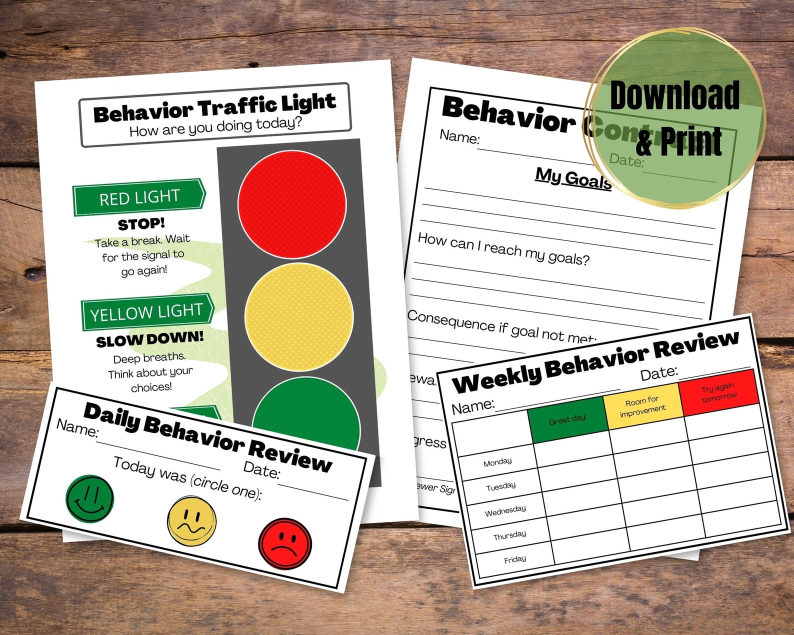 Behavior Tracking Chart Bundle, Traffic Light Bundle, Daily and Weekly ...