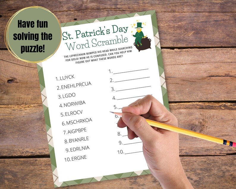 St Patrick's Day Word Scramble Printable Activity Page - Etsy