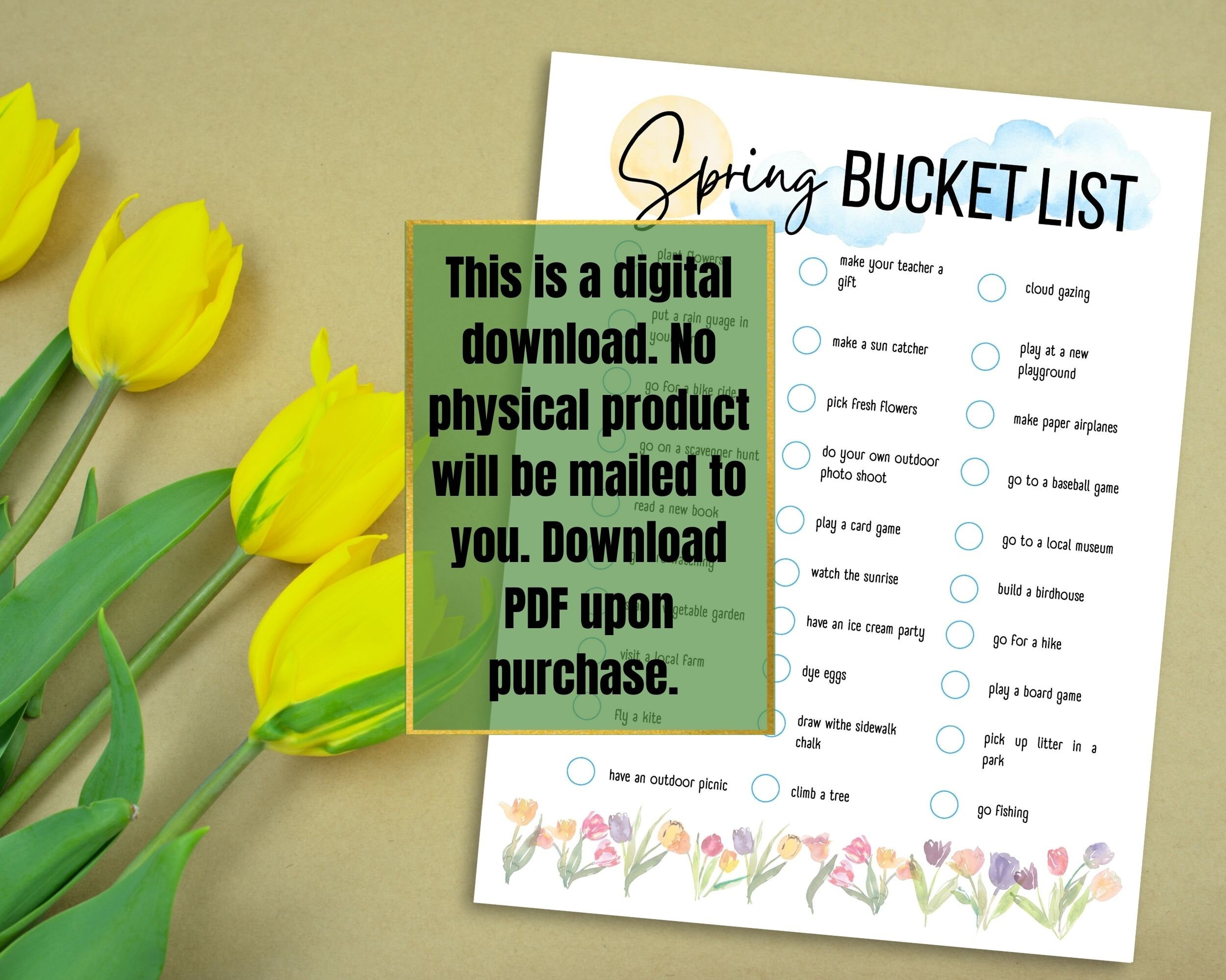 Spring Bucket List, Spring Family Activity List - Etsy