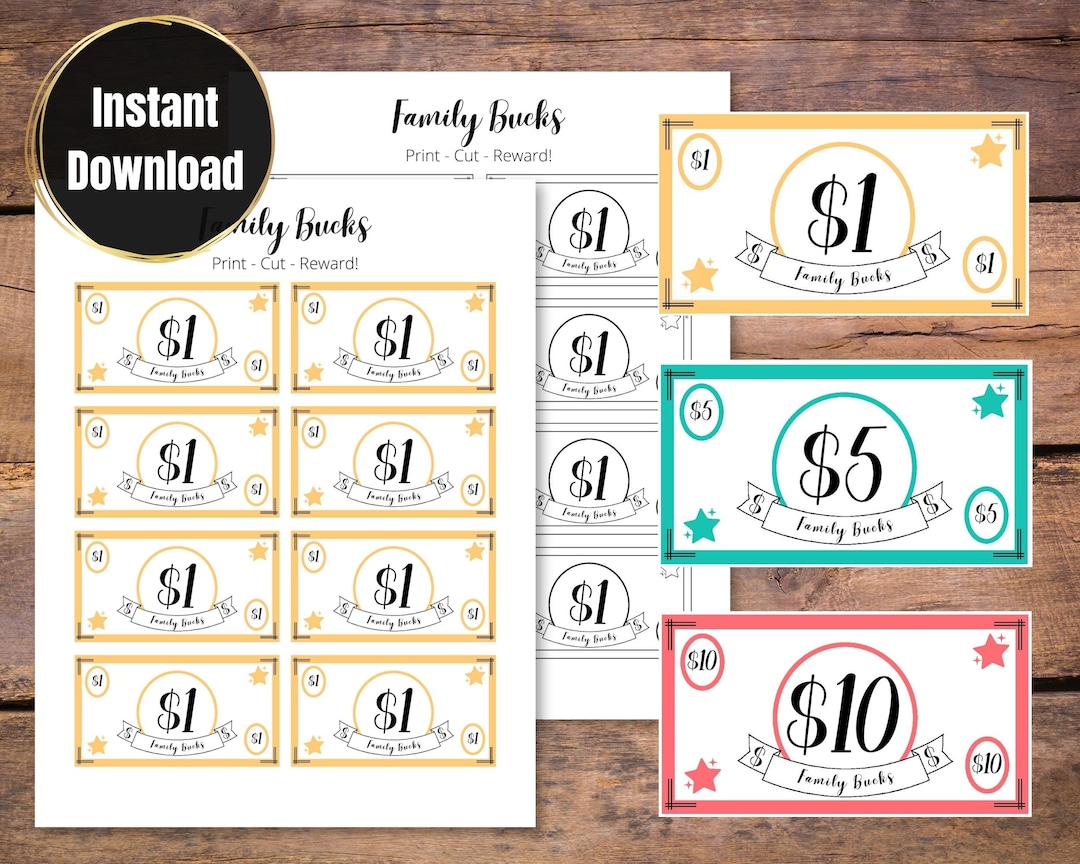 Family Bucks Printable, Mom and Dad Bucks, Reward System - Etsy