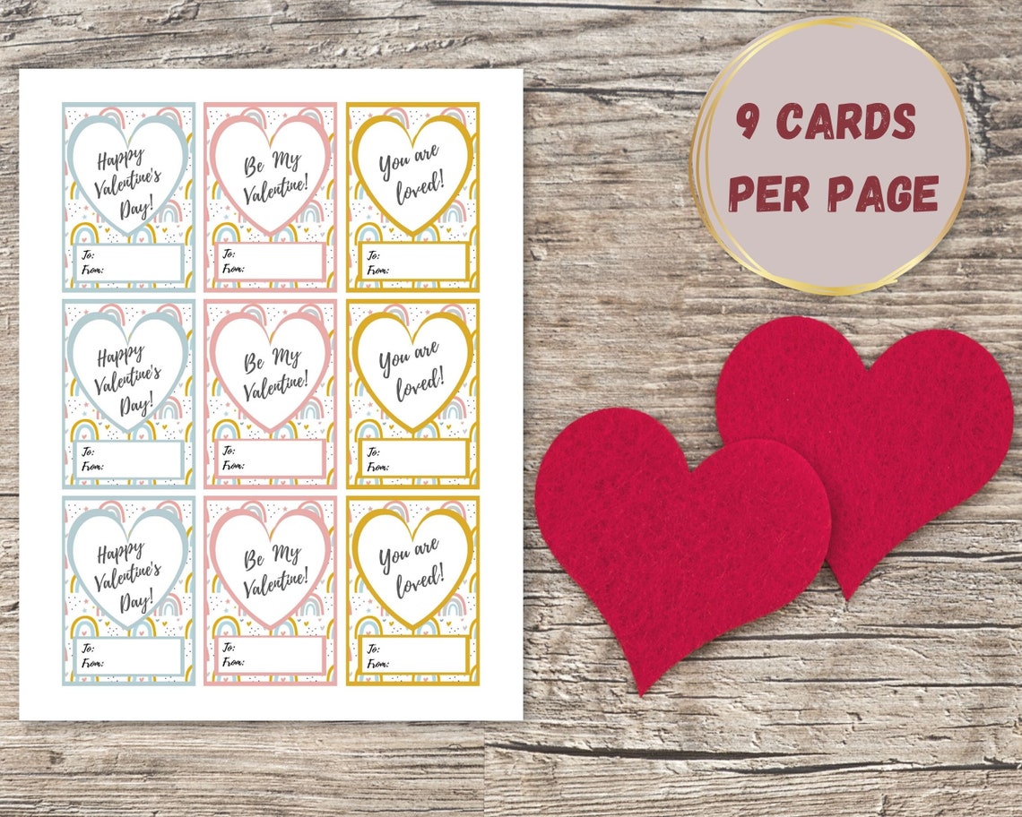 Rainbow Valentine's Day Cards, Valentine's Day Cards for School, Kids ...