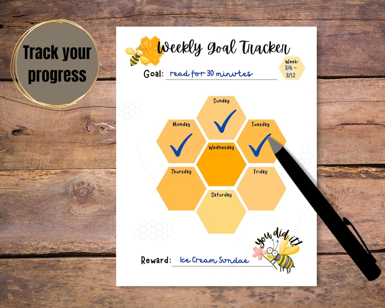 Printable Weekly Goal Tracker, Habit Tracker - Etsy