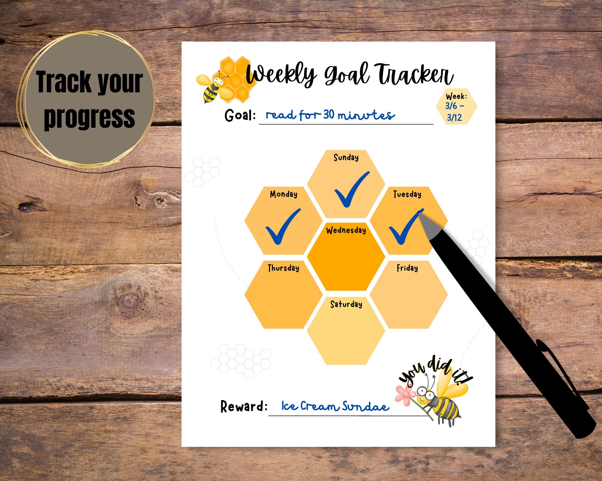 Printable Weekly Goal Tracker, Habit Tracker - Etsy