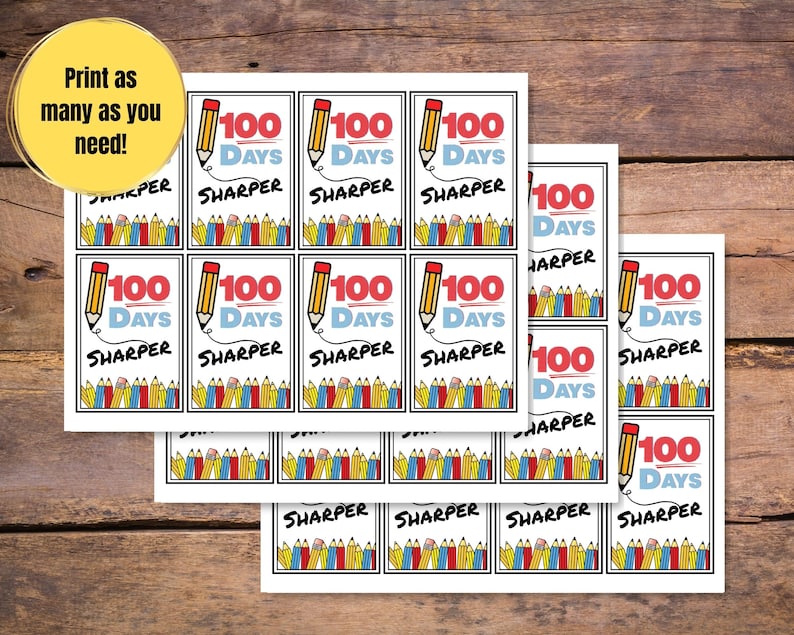 100th Day of School Printable Gift Tags for Students, Gift From ...