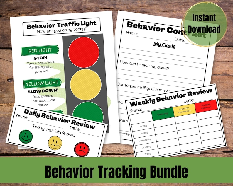 Behavior Tracking Chart Bundle, Traffic Light Bundle, Daily and Weekly ...