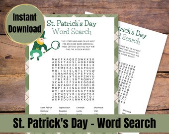 St. Patrick's Day Word Search Printable, Kids Activity Page, Party ...