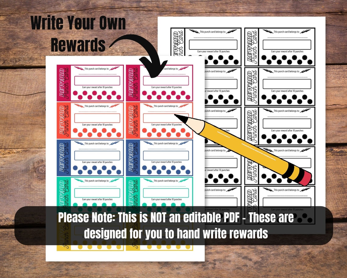 Reward Coupons, Kids Reward Punch Cards, Printable Rewards - Etsy