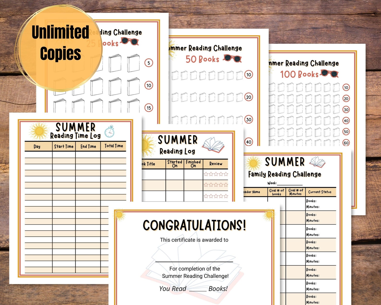 Summer Reading Challenge, Printable Reading Challenge Tracker Bundle - Etsy