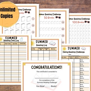 Summer Reading Challenge, Printable Reading Challenge Tracker Bundle - Etsy