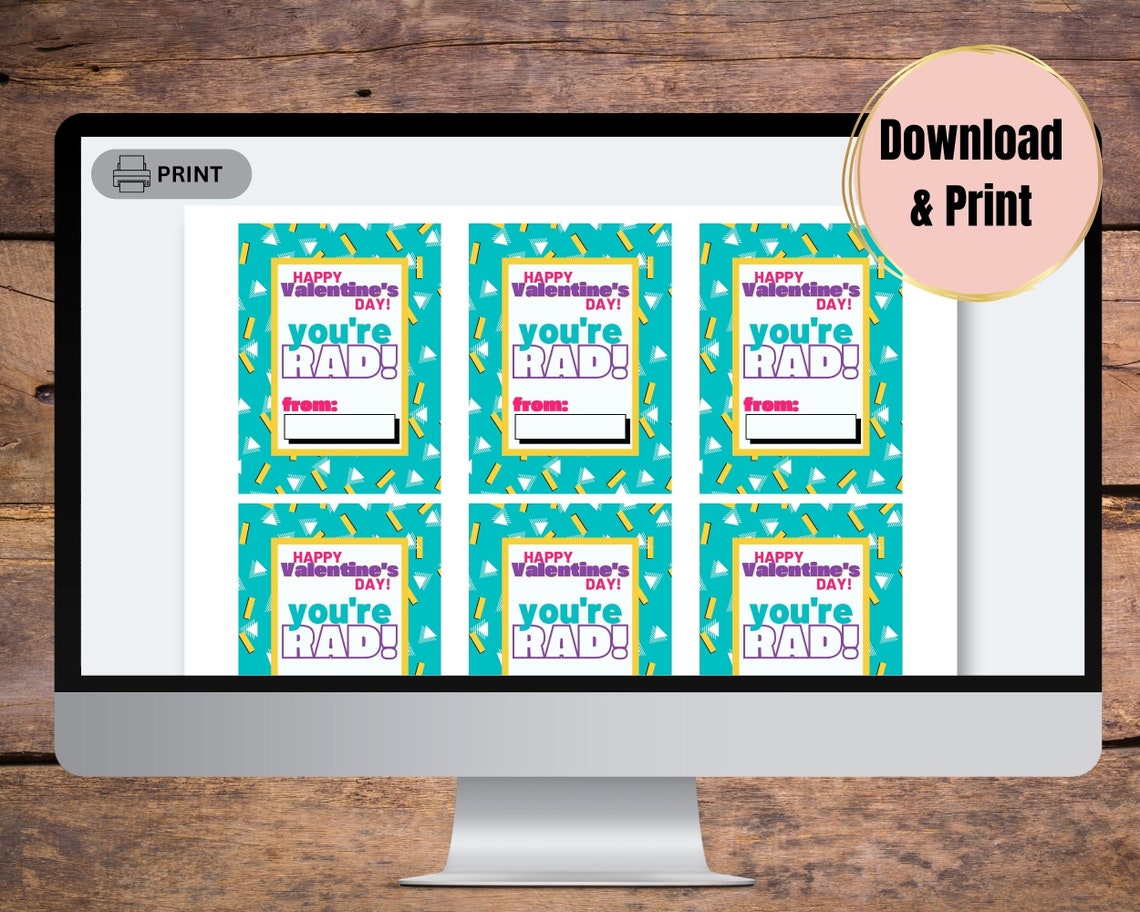 90's Themed Printable Valentine's Day Cards, Retro Classroom Valentines ...