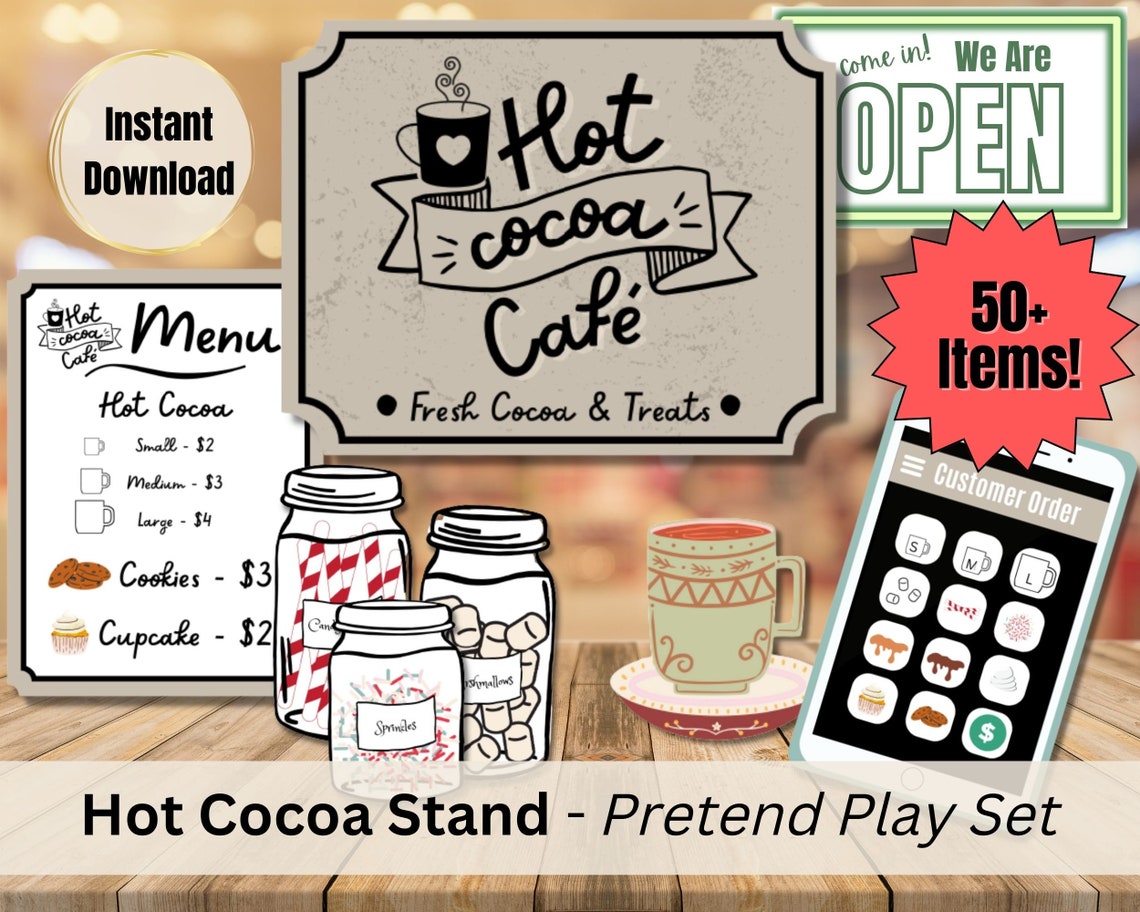 Pretend Play Hot Cocoa Stand, Printable Hot Chocolate Stand Set - Etsy