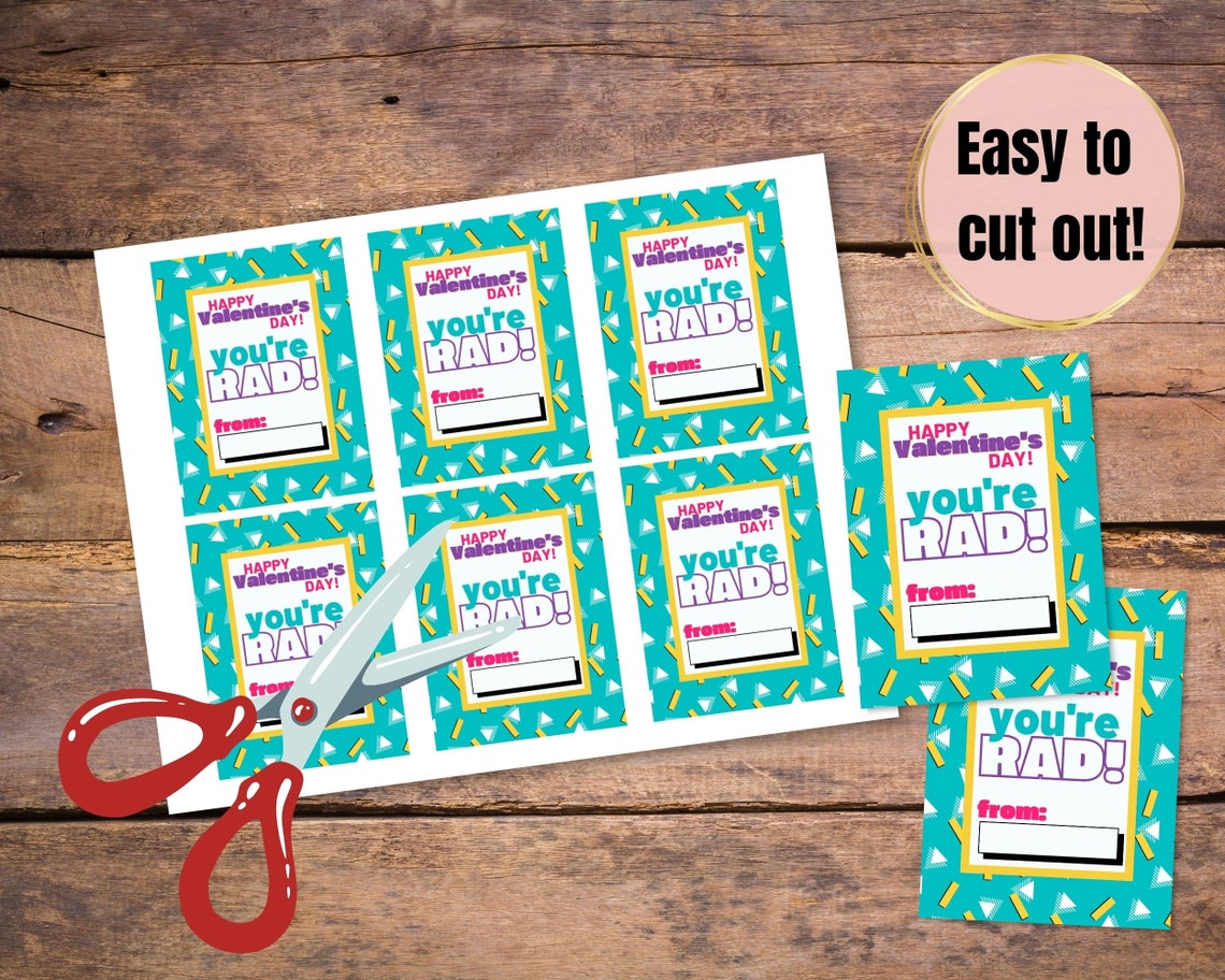 90's Themed Printable Valentine's Day Cards, Retro Classroom Valentines ...