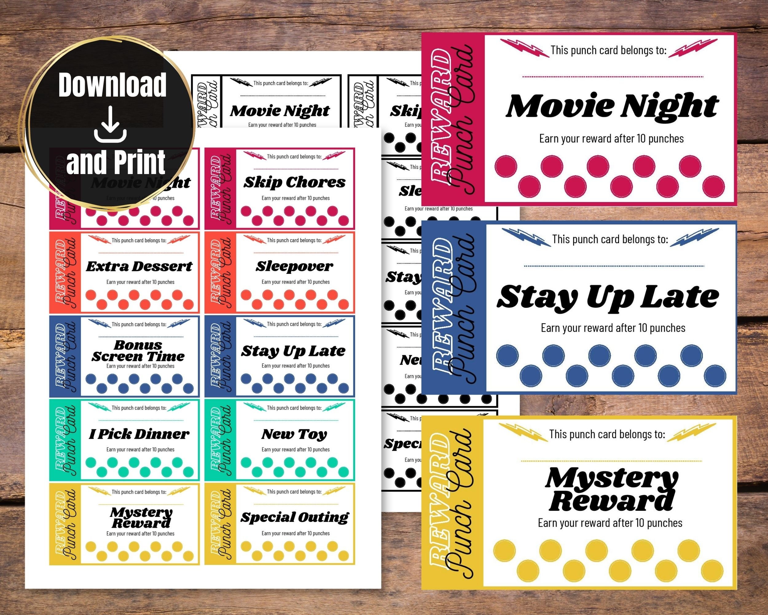 Reward Coupons, Kids Reward Punch Cards, Printable Rewards - Etsy