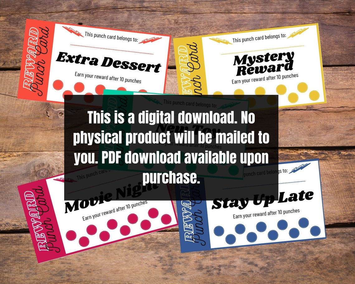 Reward Coupons Kids Reward Punch Cards Printable Rewards - Etsy