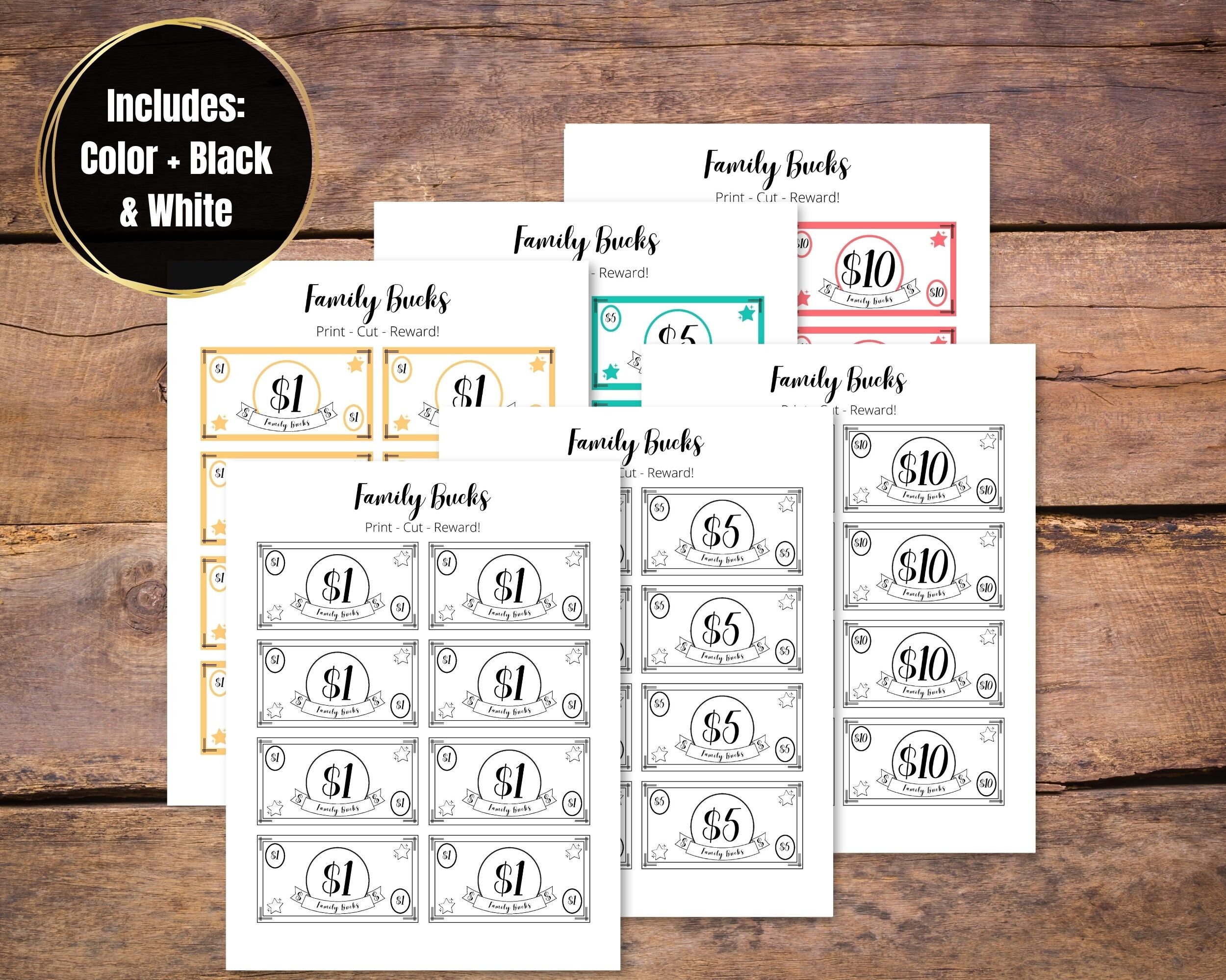 Family Bucks Printable, Mom and Dad Bucks, Reward System - Etsy