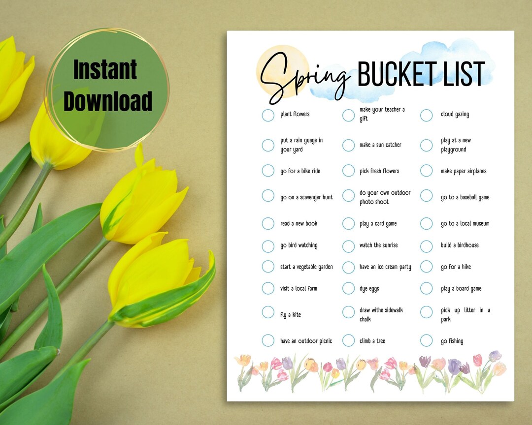 Spring Bucket List, Spring Family Activity List - Etsy
