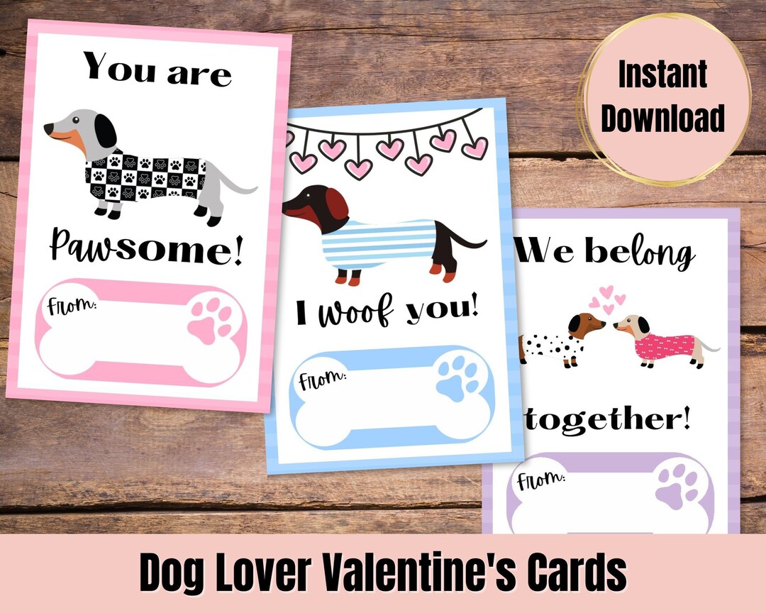 Printable Dog Valentine's Day Cards for Kids - Etsy