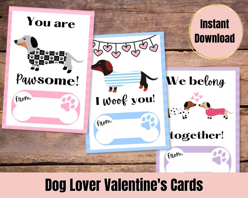 Printable Dog Valentine's Day Cards for Kids - Etsy