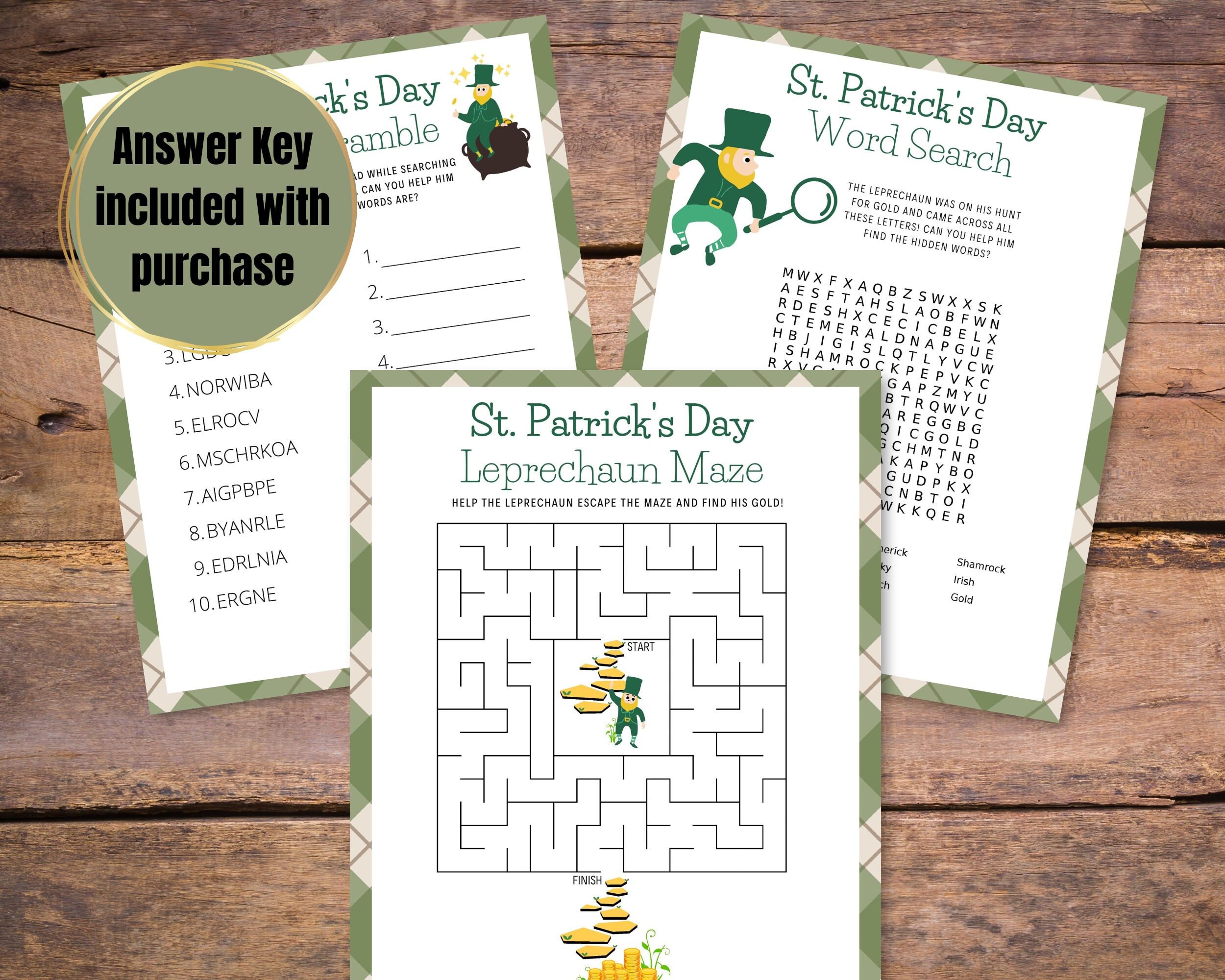 Printable St. Patrick's Day Kid's Worksheet Activity Bundle, Variety of ...