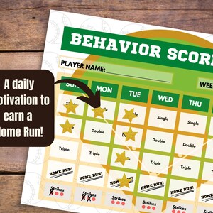 Weekly Behavior Reward Chart, Baseball Themed Behavior Tracker - Etsy